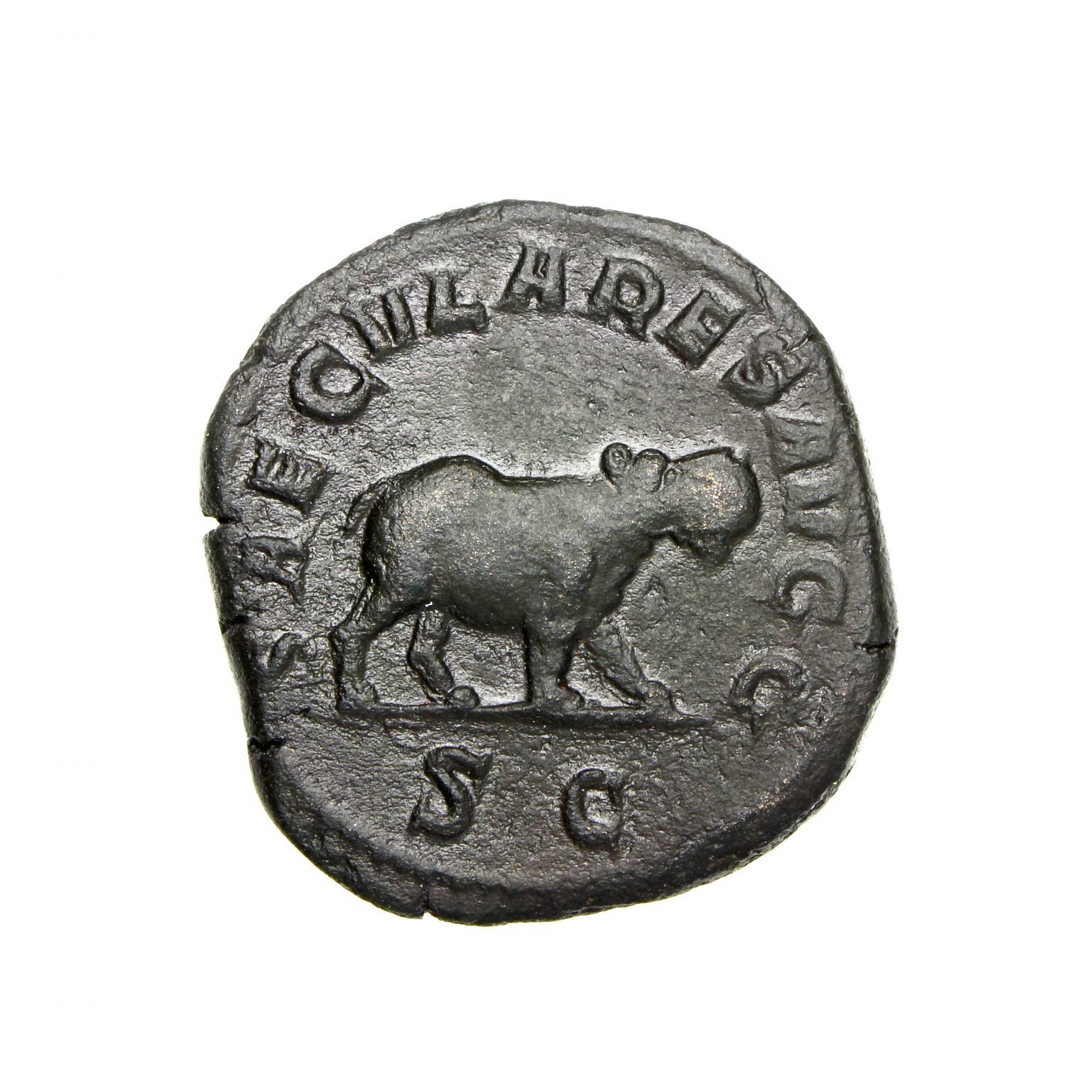 Otacilia Severa w. of Philip I Bronze Sestertius 244-249AD Hippopotamus ...