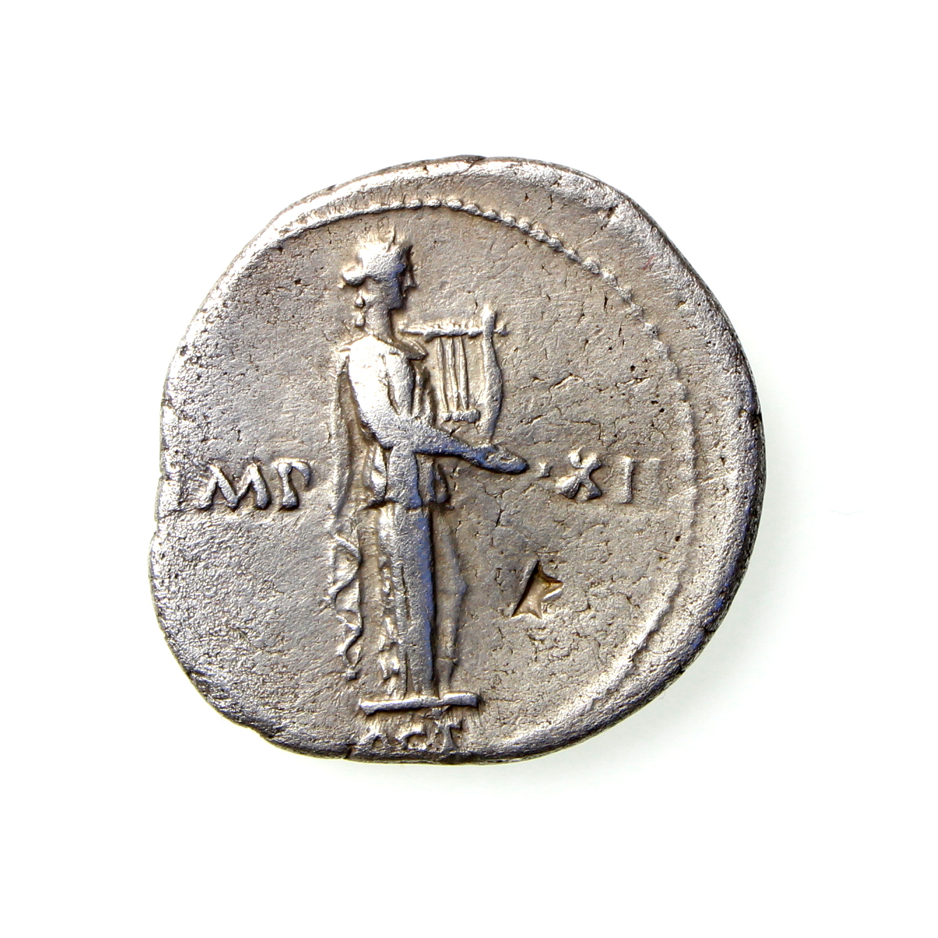 Augustus Silver Denarius 27BC-14AD Apollo holding Lyre - Silbury Coins ...