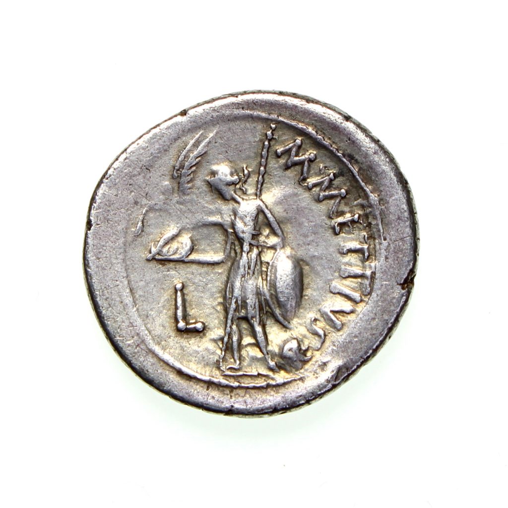 Julius Caesar Silver Denarius 44BC Lifetime issue Portrait, M. Mettius ...