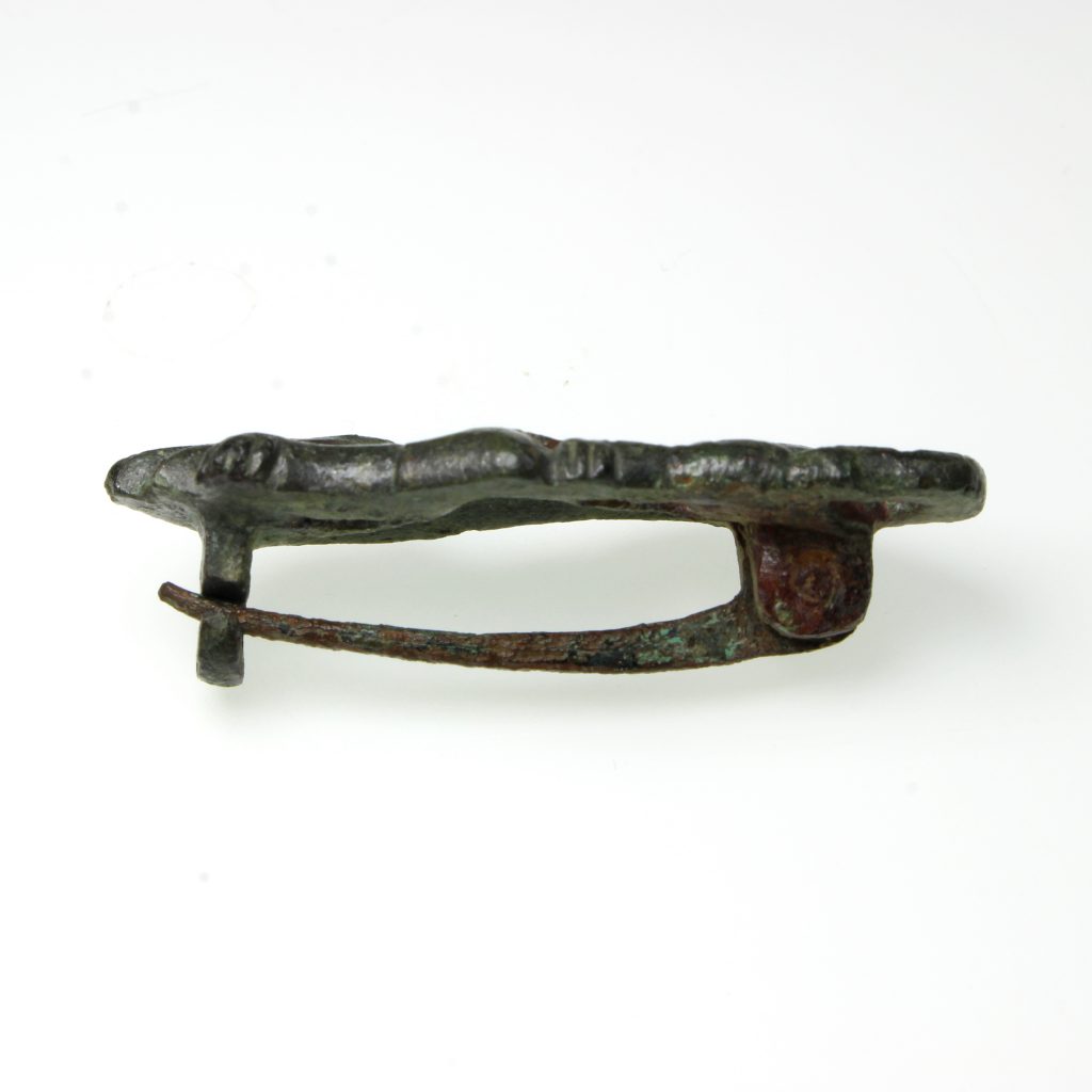 Roman Bronze Zoomorphic Plate Brooch Crouching Dog Tinned with Pin 2nd ...