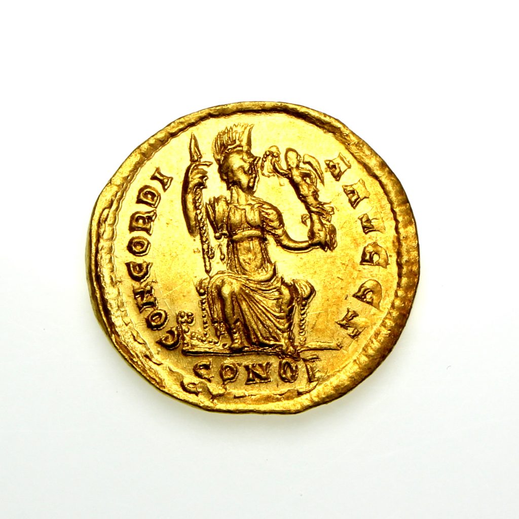 Honorius Gold Solidus 393-423AD Constantinople mint - Silbury Coins ...