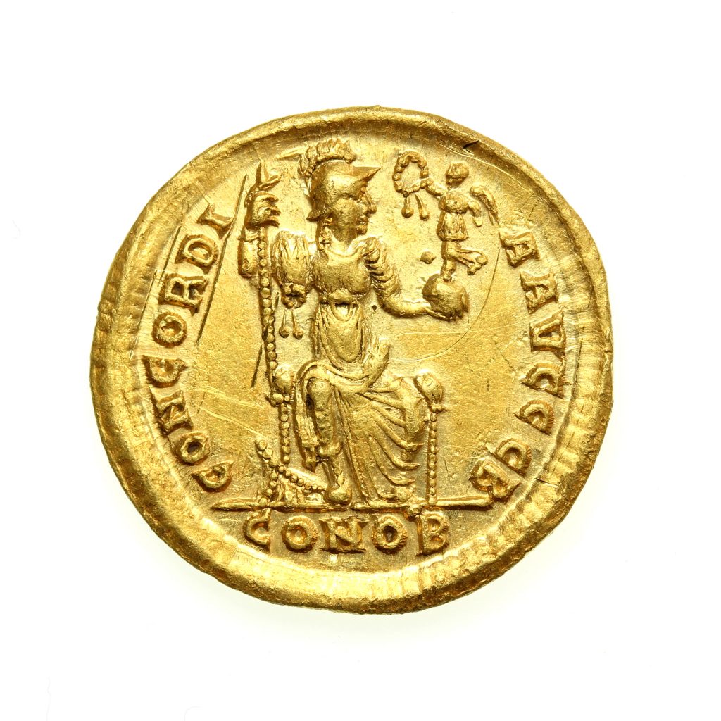 Honorius Gold Solidus 393-423AD Constantinople mint - Silbury Coins ...