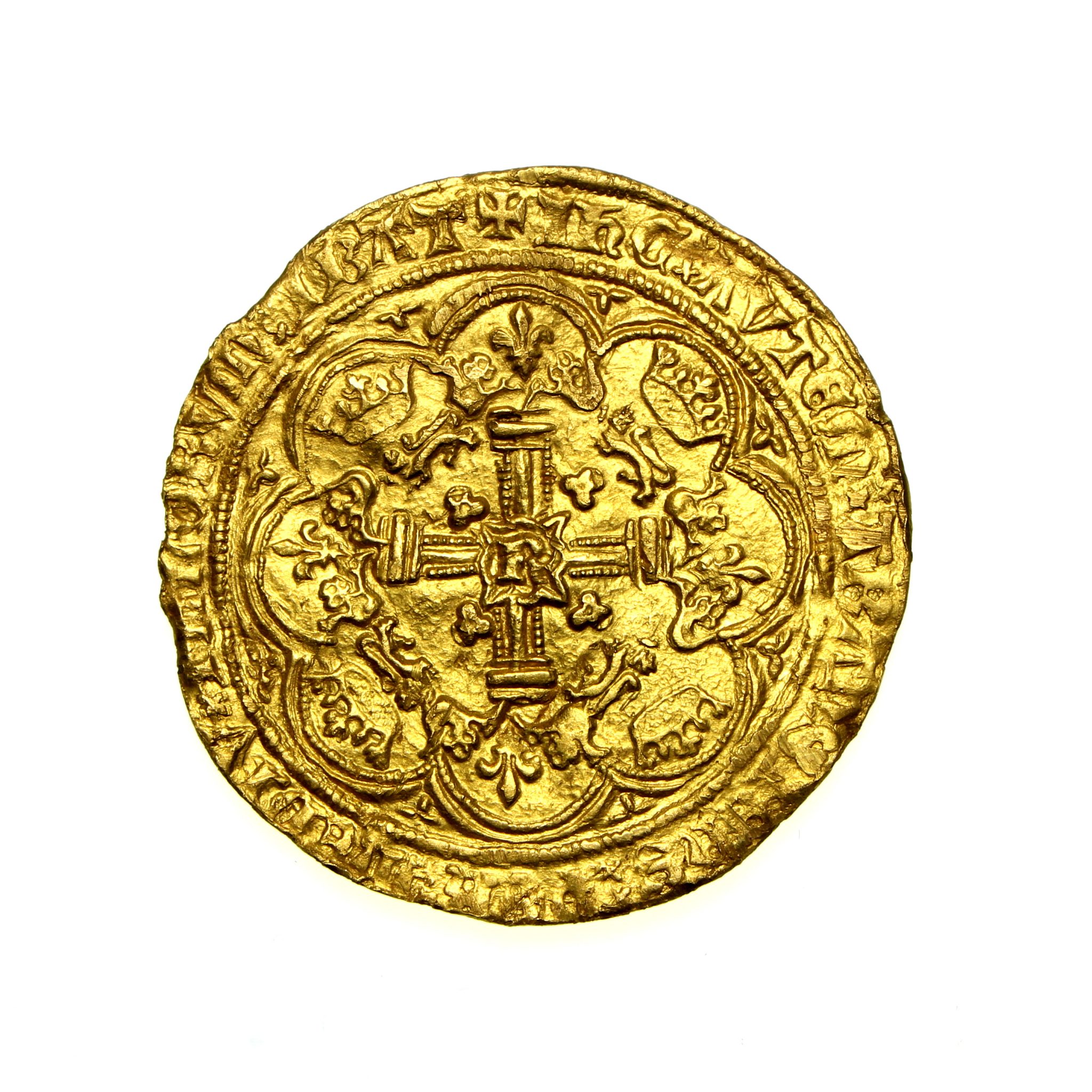 Richard II Gold Noble 1377-1399AD London Early style - Silbury Coins ...