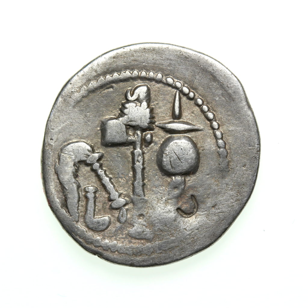 Julius Caesar 49-44BC Silver Denarius Elephant/ Priestly impements ...
