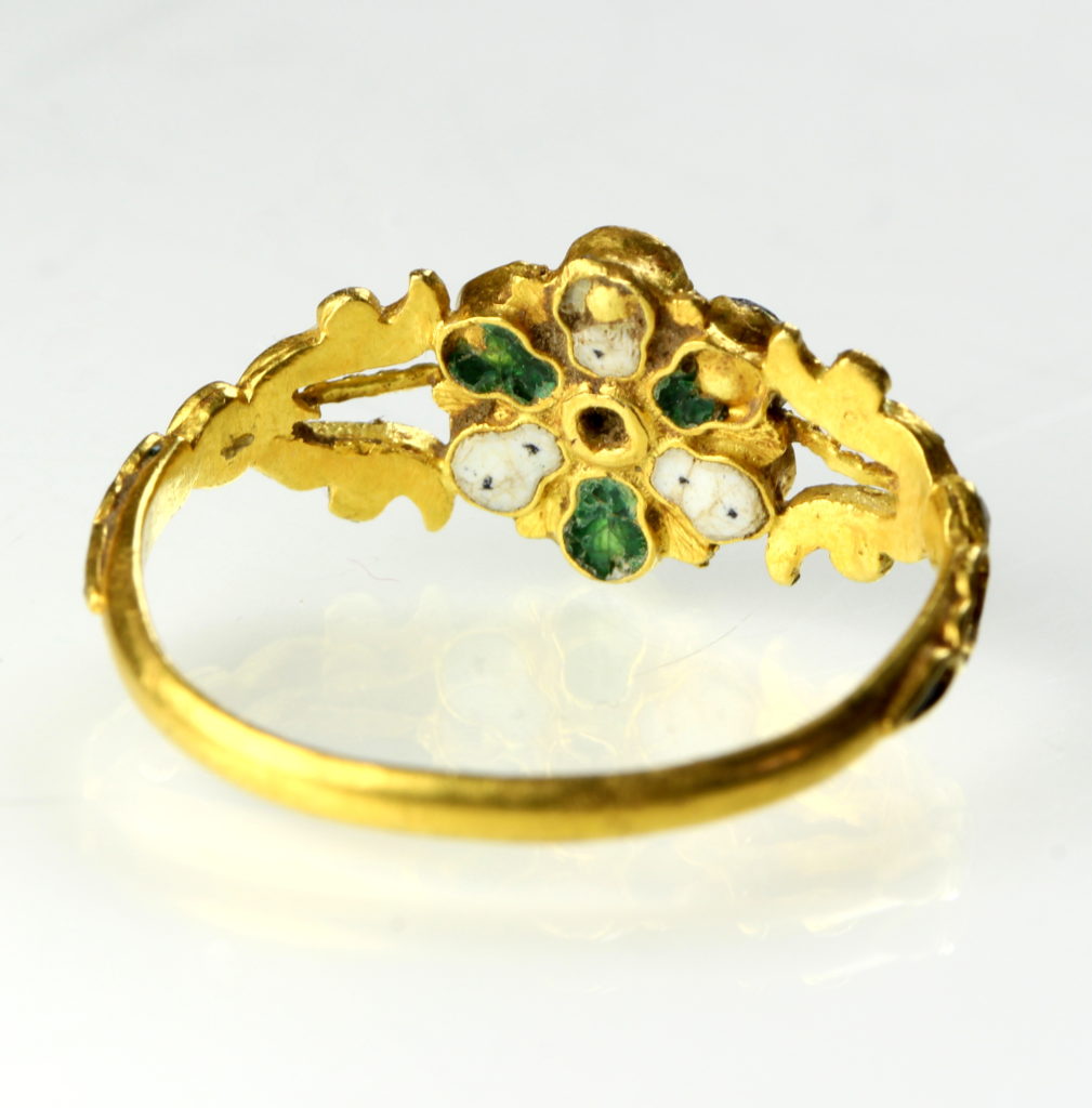 Post Medieval 17th Century AD Ornate Gold Ring Set with 7 multi-faceted ...