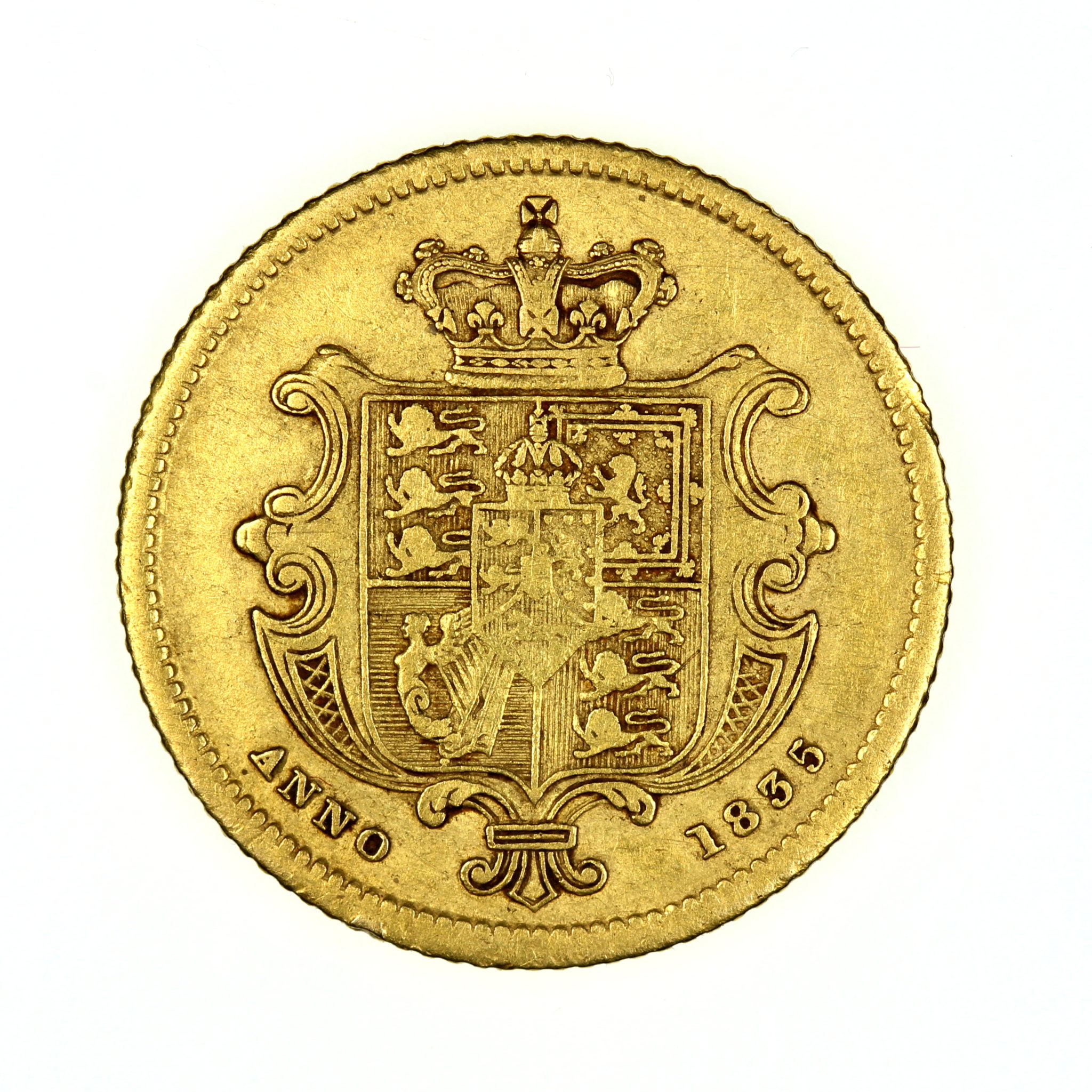 William IV 1830-1837AD Gold Half Sovereign Crowned shield and mantle ...