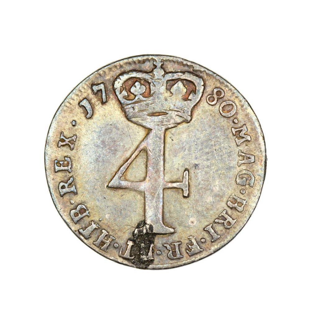 George III AD 1760-1820 Silver Fourpence AD 1780 Maundy Coinage ...