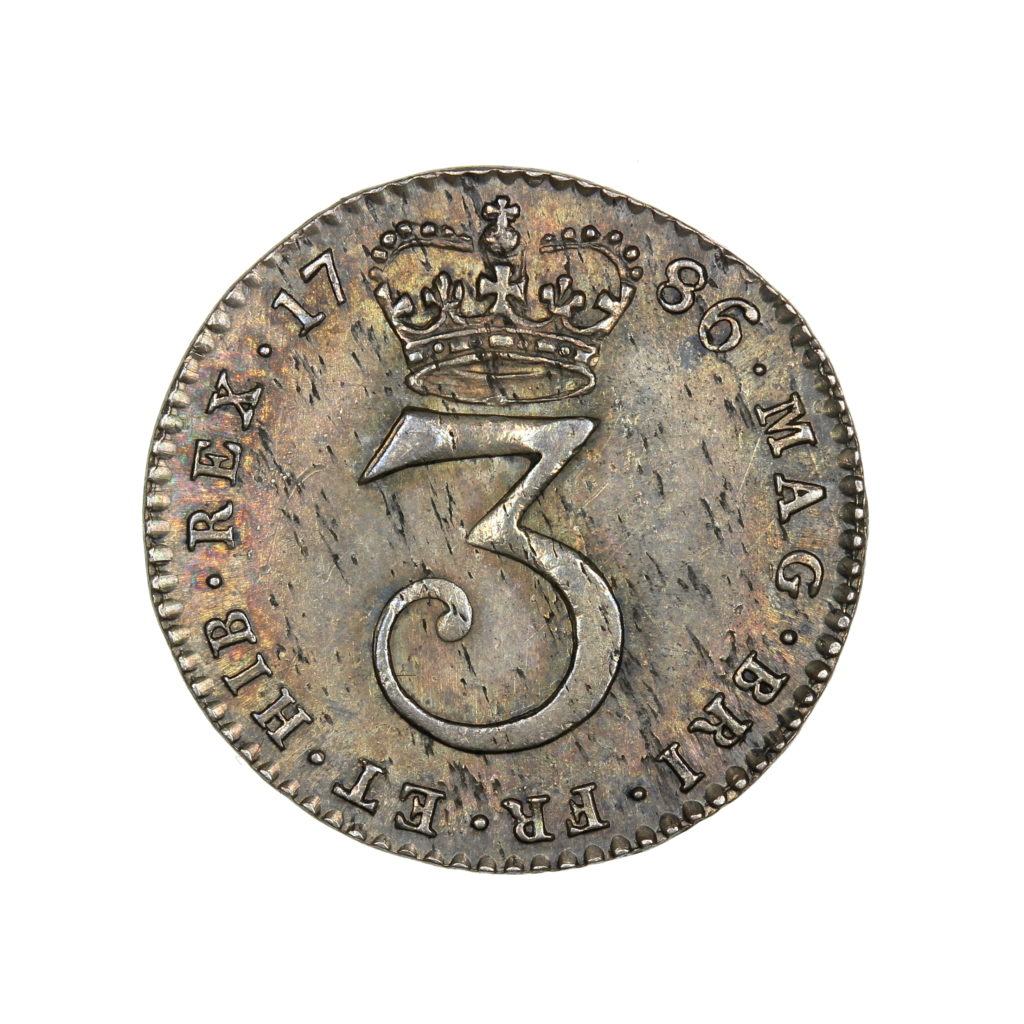 George III AD 1760-1820 Silver Threepence AD 1786 Maundy Coinage ...