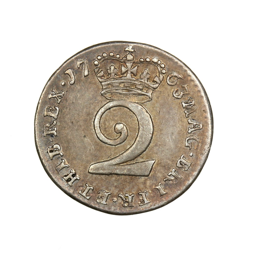 George III AD 1760-1820 Silver Twopence AD 1763 Maundy Coinage ...
