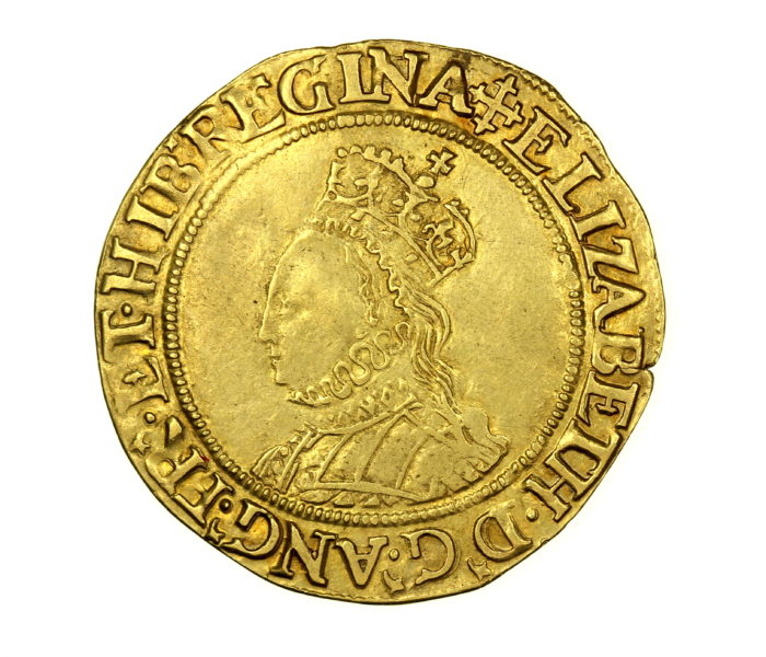Elizabeth I 1558-1603AD Gold Half Pound 2nd Issue Tower mint mm. Cross ...