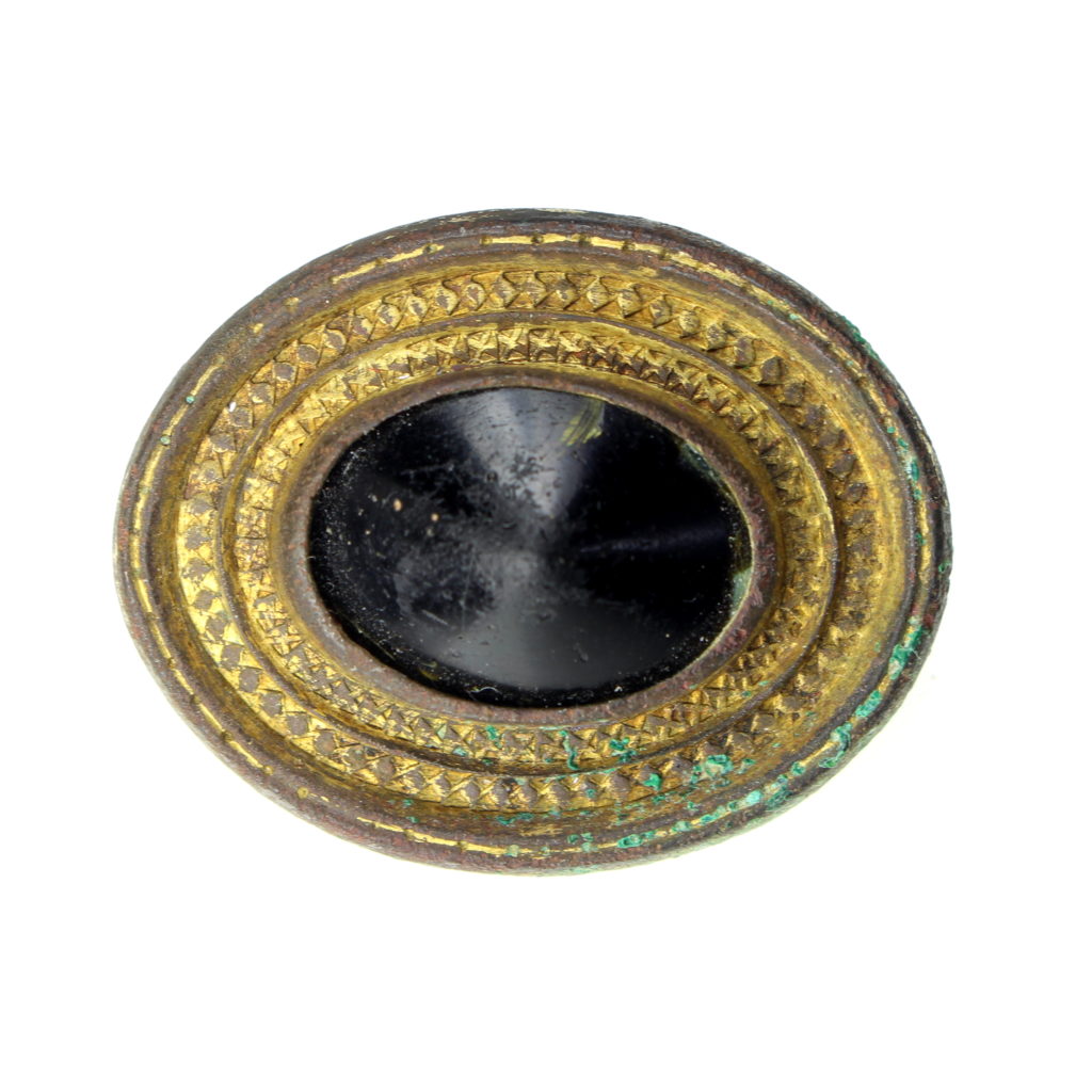 Roman Gold Gilt Bronze Centre Boss Brooch inset with conical black ...