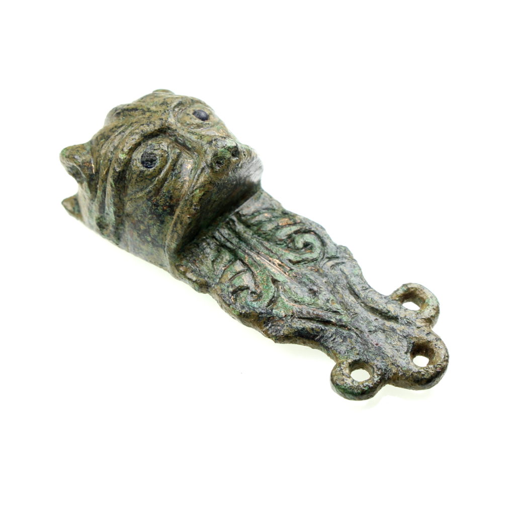 Anglo Norman Bronze Zoomorphic Mount Lion with blue glass eyes ...
