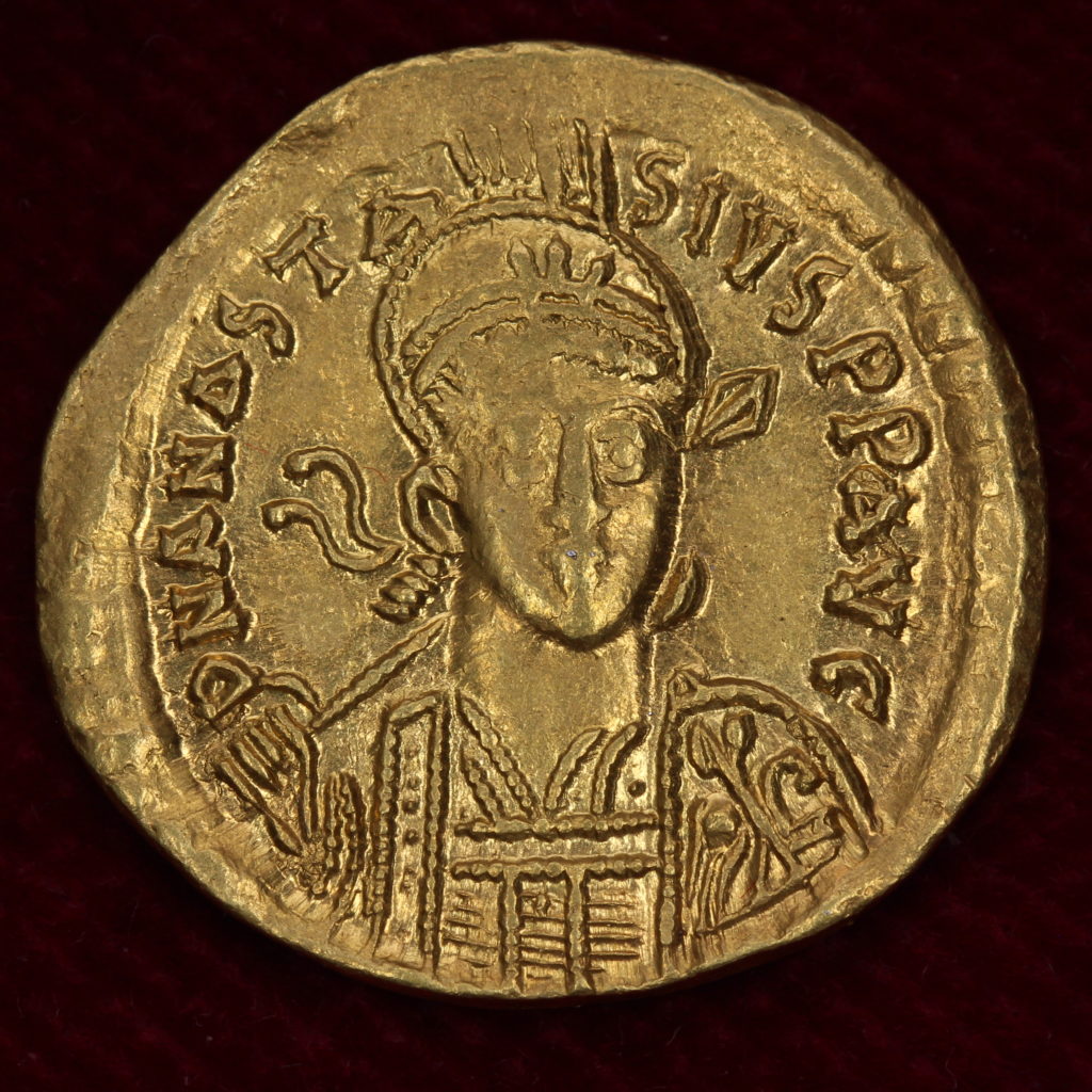 Byzantine Anastasius AD 491-518 Gold Solidus Constantinople mint ...
