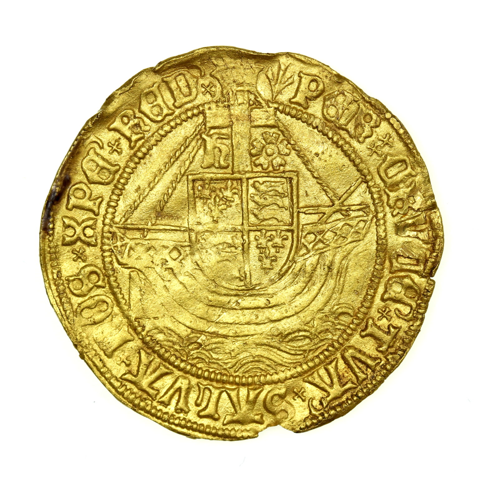 Henry VII AD 1485-1509 Gold Angel, Type V mm. Pheon (AD 1509) Tower ...