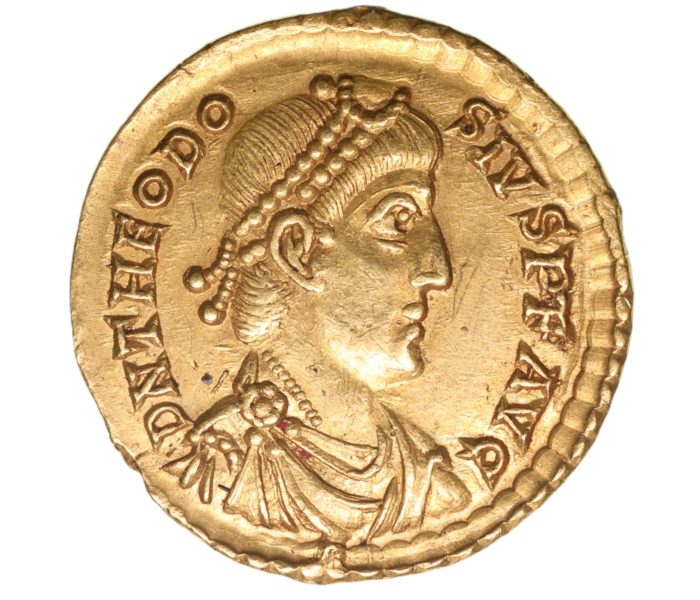 Theodosius I AD 379-395 Gold Solidus Trier - Silbury Coins : Silbury Coins
