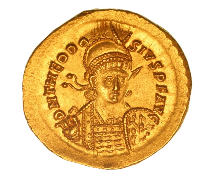 Theodosius II AD 402-450 Gold Solidus Constantinople - Silbury Coins ...